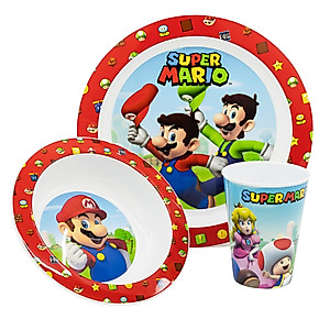 Micro Kids Set 3 Pieces (Plate, Bowl and Tumbler 260 ml) Super Mario