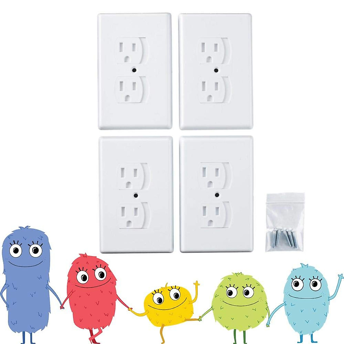 Toddleroo by North States Sliding Outlet Covers | Automatic self-Closing Design | Installs Over Any Standard Sized Home outlets | Baby proofing with Confidence (4-Pack, Soft White)