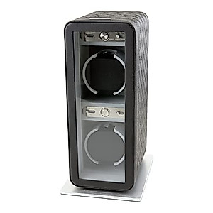 Heiden Monaco Double Watch Winder in Black Leather - Battery Powered or AC Adapter
