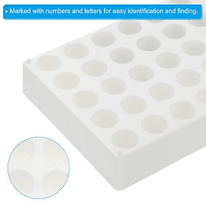 PATIKIL Vial Rack for 4ml Autosampler Vials, 2 Pack Vial Tray Holder 50-Well Stackable Test Tube Rack Vial Holder for Microcentrifuge Tubes, White