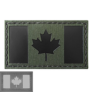 OD Green Infrared IR Canada Flag 3.5x2 Olive Drab IFF Tactical Morale Hook Patch
