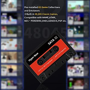 Retro Game Console Made by 500G External Hard Drive, Emulator Console Built-in 48,045 Games, Batocera Game System 62 Emulators Compatible with PSP/ATARI/3DO/MAME, Plug and Play in Windows