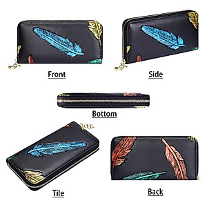 FEITH&FELLY Women RFID Blocking Wallet Embossed Genuine Leather Wristlet Clutch Purse Handbag