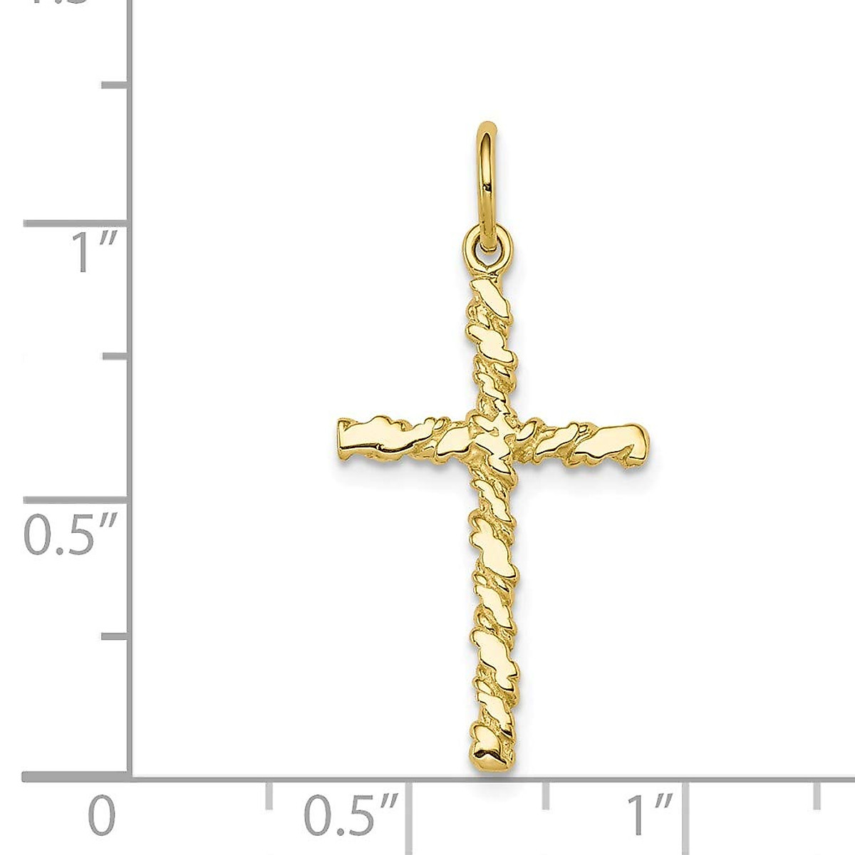 Solid 10k Yellow Gold Nugget Cross Charm Pendant - 30mm x 16mm - Jewelry Gifts For Women Wife Mom Gifts For Men Husband Dad
