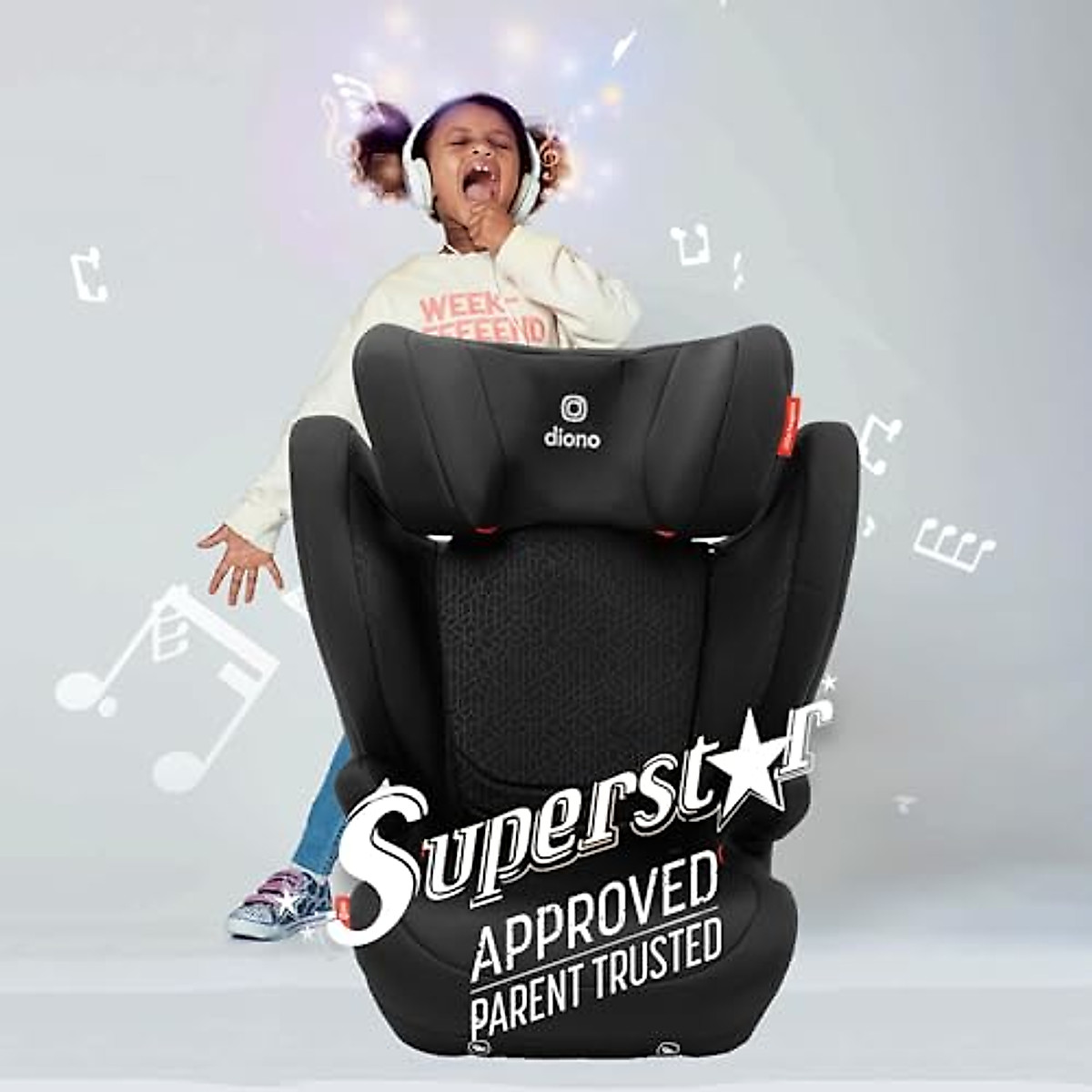 Diono Monterey 4DXT Latch, 2-in-1 High Back Booster Car Seat with Expandable Height, Width, Advanced Side Impact Protection, 8 Years 1 Booster, Black