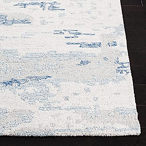 SAFAVIEH Abstract Collection Runner Rug - 2'3" x 12', Ivory & Blue, Handmade Abstract Wool, Ideal for High Traffic Areas in Living Room, Bedroom (ABT465A)