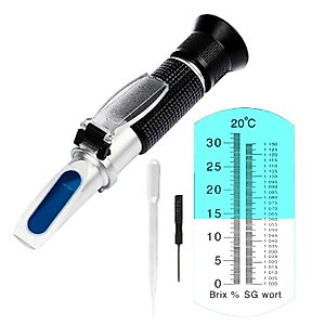 XinJiaJi Optical Hydrometer, Optical Brix Refractometer for Beer Making, Dual Scale Brix Meter - Specific Gravity 1.000-1.130 and Brix 0-32%, Alcohol 0-17% Vol, Beer Brewing Kit