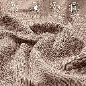SE SOFTEXLY Muslin Throw Blanket, 100% Cotton Blankets for Adults and Baby, 4-Layer Soft Breathable Bed Throw Blankets All Season,King Size Blanket (90"x102", Coffee)