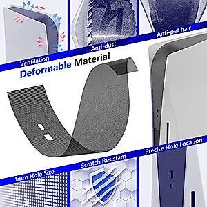 Face Plates for PS5 Console + RGB LED Light Strip + Dust Cover Net, Playstation 5 Kit with Fan Vents Faceplate Shockproof ABS Shell, Pets Hair Anti-dust Cover, 8 Colors RGB LED Light Ring. (Black)