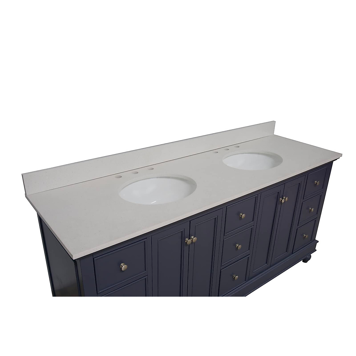 Kitchen Bath Collection Bella 72-inch Double Bathroom Vanity (Quartz/Marine Gray): Includes Marine Gray Cabinet with Stunning Quartz Countertop and White Ceramic Sinks