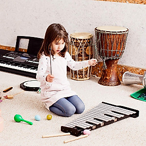 ReunionG Percussion Practice Bell Kit Set Professional Music Stand Xylophone with Bag Case for School Kid Band Teacher