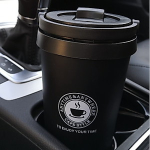 Stainless Steel Vacuum Insulated Coffee Mug with Lid, Perfect Travel Cup for Hot and Cold Drinks, Thermal Coffee and Tea Mugs, Double Wall, Metal, Spill Proof, Leak Proof, 17 Ounce, Black