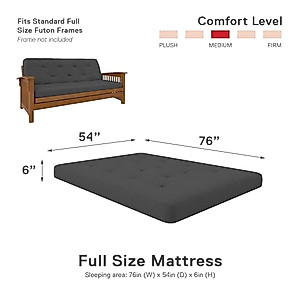 DHP Trule 6-Inch Bonnell Coil Futon Mattress, Microfiber, Full, Dark Gray