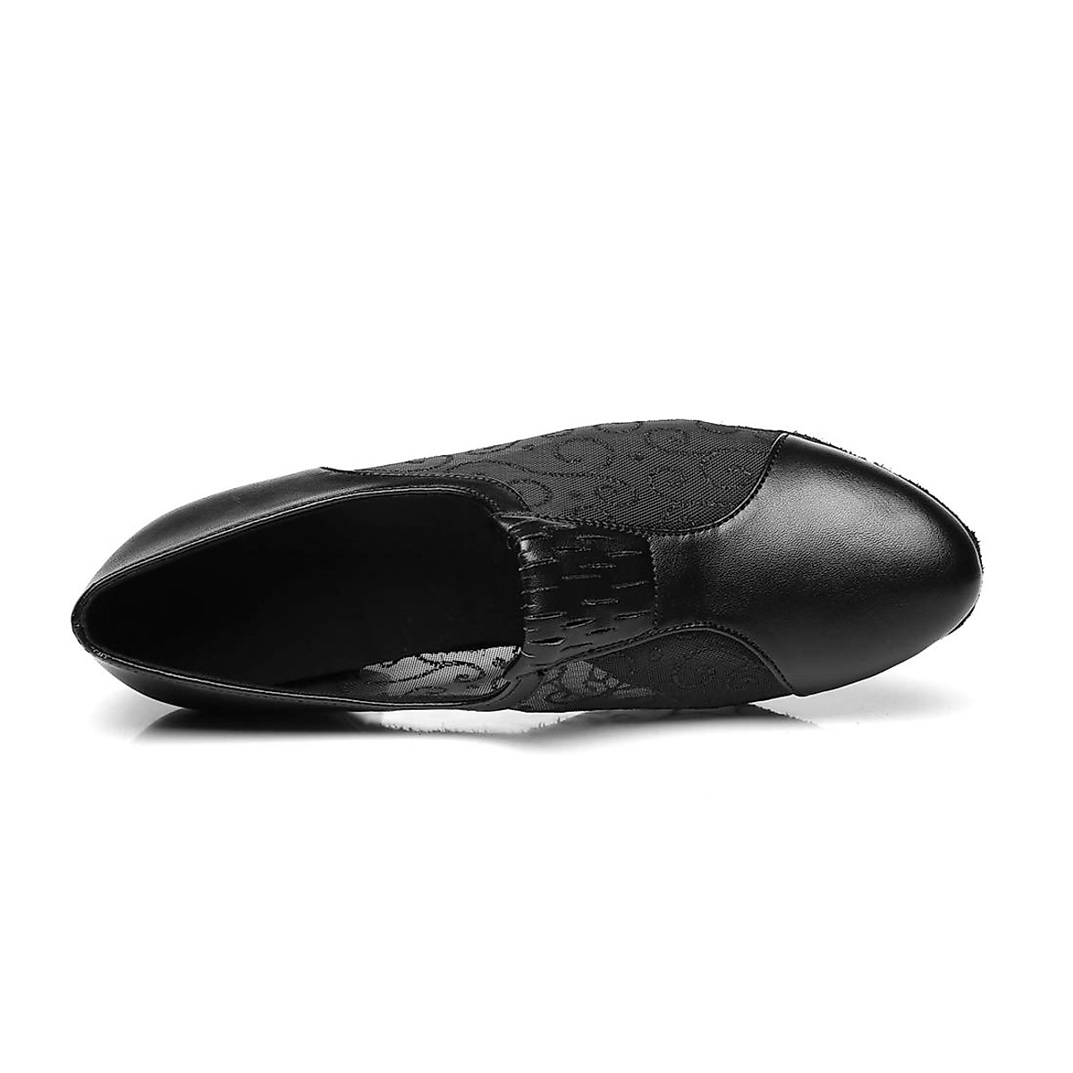 Minishion Women's Closed Toe Slip-on Block Low Heel Salsa Latin Ballroom Dancing Shoes Black US 10