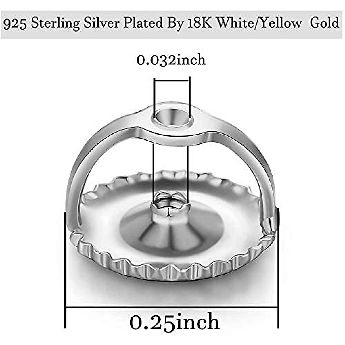 2 Pairs14k Gold Plated Screw Earring Backs 925 Sterling Silver Screw On Earring Backs for Studs,Hypoallergenic Screw Backs for Earrings Fit Threaded Post 0.032''