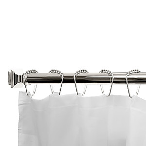 Splash Home Oblo Decorative Shower Curtain Hooks, Roller Rings & Rust-Resistant Metal, Rolling Curtain Hook, for Bathroom Rod and Curtain Hangers, Set of 12 - Satin Nickel