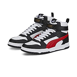 PUMA mens Rbd Game Sneaker, Puma White-high Risk Red-puma Black-puma Team Gold, 11 US