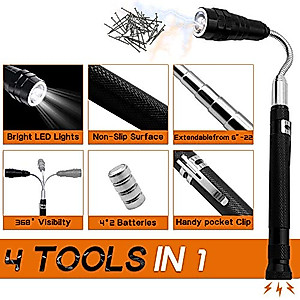 Gifts for Men on Christmas, Owlbbabies LED Magnetic Pickup Tool, Unique Gifts for Men Who Have Everything, Telescoping Magnet Pick Up Gadgets Tool for Men, Dad, Boyfriend, Husband, Father in Law