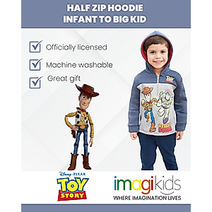 Disney Pixar Toy Story Woody Buzz Lightyear Toddler Boys Fleece Half Zip Hoodie 4T