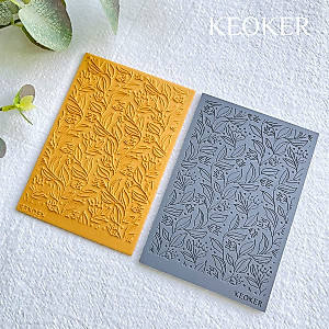 Keoker Polymer Clay Texture Sheets, Clay Texture Mat for Making Earrings Jewerly, Polymer Clay Texture Roller (No. 7 Floral)