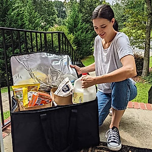 TRUE NORTH Insulated Food Delivery Bag w/Divider (23"x15"x14") - Uber Eats Food Warmer Bag - Pizza Bags for Delivery, Warming Bags for Food - Insulated Delivery Bags for Hot Food - Pizza Delivery Bag