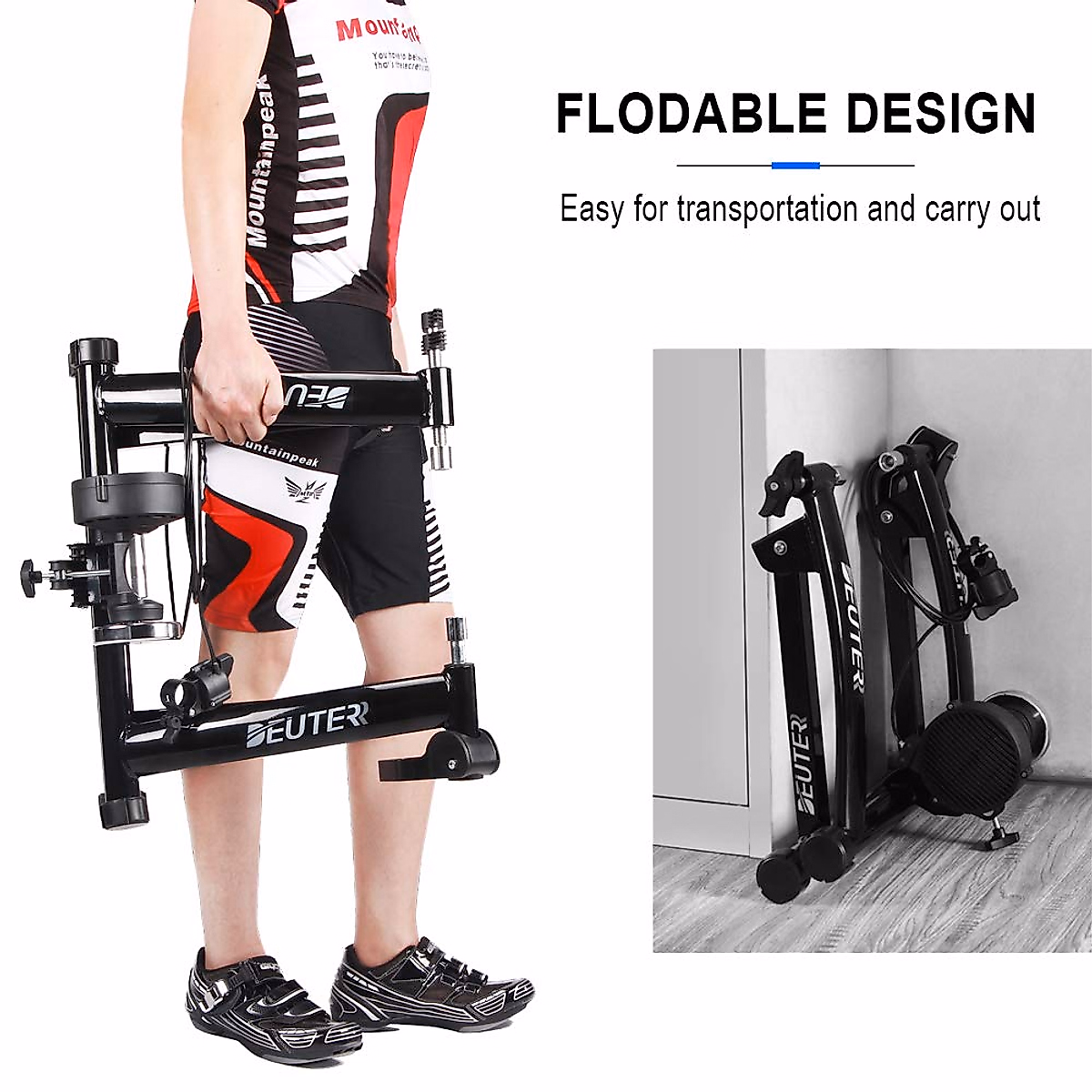 Bike Trainer, Magnetic Bicycle Stationary Stand for Indoor Exercise Riding, 26-29" & 700C Wheels, Quick Release Skewer & Front Wheel Riser Block Included
