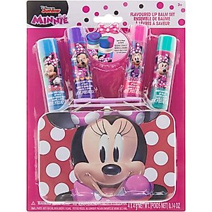 Disney Minnie Mouse – Townley Girl Vegan Plant Based Flavoured Swirl Lip Balm with Tin Case Makeup Cosmetic Set for Kids and Girls, Ages 3+ Perfect for Parties, Sleepovers & Makeovers