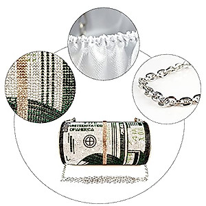 GripIt Rhinestone Money Bag Purse Crystal Clutch Purse with Chain Sparkling Charm Women Purse Evening Handbag Holiday Gift,Green