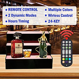 Ganggend 16 Inch 3-Step LED Lighted Liquor Bottle Display Shelf, LED Bar Shelves for Home/Commercial Bar Living Room Accessories and Decor Acrylic, Lighted Bottle Display with Remote & App Control