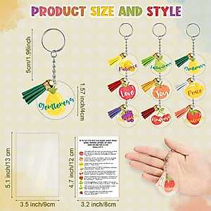 Landical 27 Sets Christian Bulk Gifts Fruits Bible Verse Keychain with Cards Spirit Week Accessories Gifts for Church Sunday School