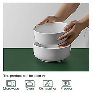 DOWAN Large Soup Bowls, 48 Ounce White Ramen Bowls for Noodles, Ceramic Bowl Set for Soup, Cereal, Dessert, Pasta, Salad, 2 Pack