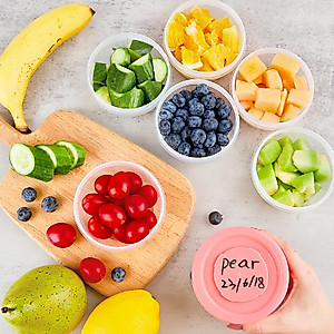 TOFLEN Reusable Small Freezer Containers 5 Oz Plastic Food Storage Containers with Screw On Lids, Leakproof & Airtight, Freezer Safe, Dishwasher Safe, Set of 12 Multicolor