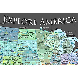 National Parks Map Poster with 600+ NPS Site and USA Travel Destinations - Slate Edition (24W x 18H inches)