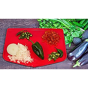 Chop Keeper Chopping Tray with Raised Sides and Easy-Guide Funnel, Red, Green and Yellow, 3-Pack - Argee RG909/3