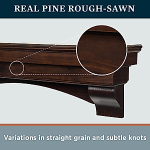 MANTELSDIRECT Mantels Direct Salem Wood Mantel Shelf with Corbels - Aged Cherry 60 Inch | Distressed Wooden Rustic Wall Mounted Shelf Perfect for Electric Fireplaces and More!