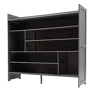 LGXSHOP Storage Shoe Cabinet, 6 Tiers Bamboo Freestanding Shoe Rack, Shoe Cabinet with Plastic Door, Entrance Cabinet for Family Living Room and Bedroom (Grey)