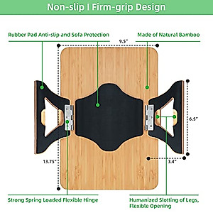 GEHE Bamboo Couch Arm Table for Wide Couches Arm, Foldable Sofa Arm Tray Clip Table with 360° Rotating Phone Holder, Portable Couch Arm Tray/Armrest Tray for Eating and Drink Tray Table