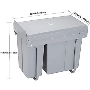 tonchean Pull Out Trash Can Under Cabinet 20 Quart + 10 Quart Under Sink Trash Can Double Sliding Trash Can Kitchen Pull Out Recycling Bin Waste Container for Garbage Classification