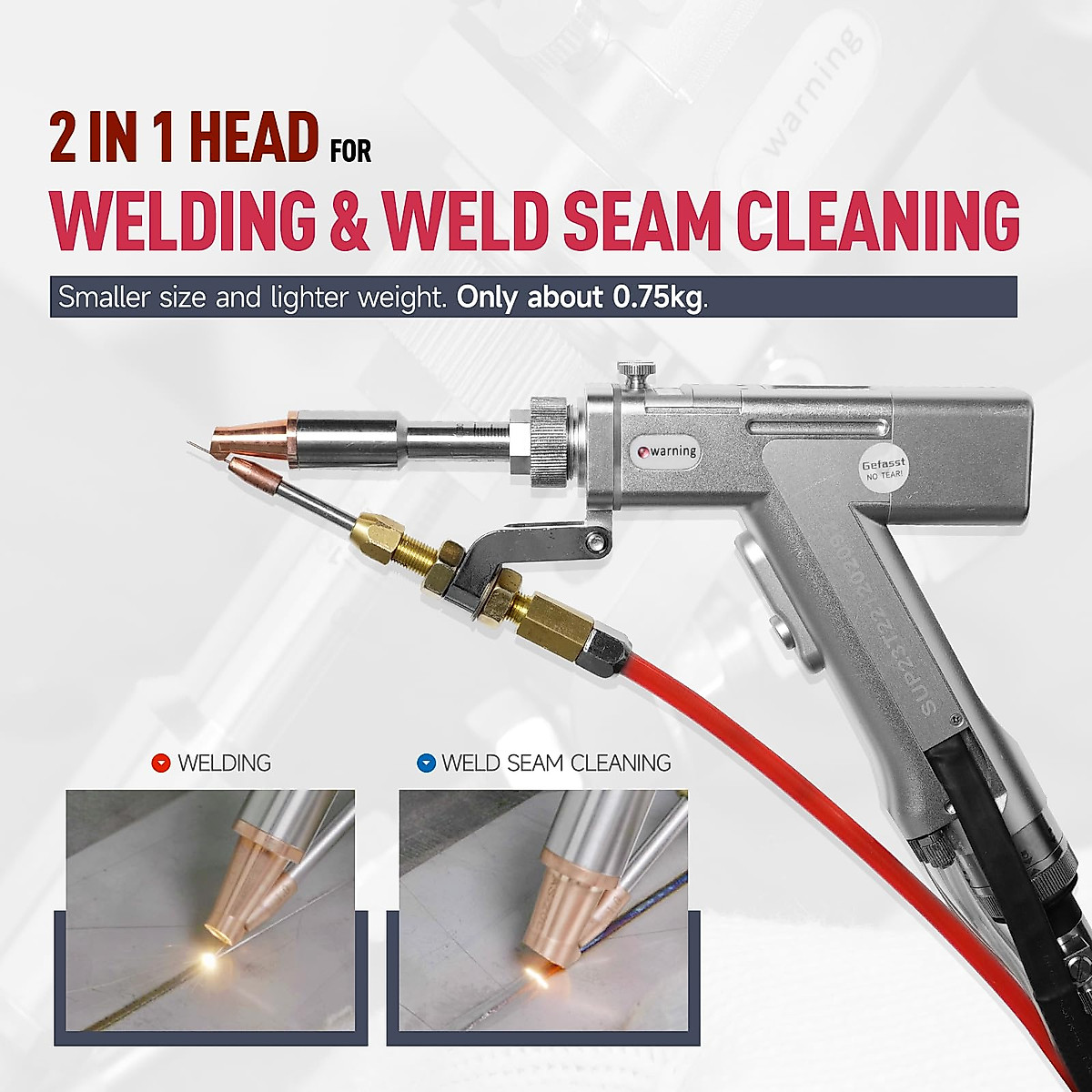 2 in1 Laser Welder Machine for Metal 2000W Mobile Laser Welding Machine Max Auto Wire Feeder 10m Fiber Cable Laser Welder Machine for Metal Stainless Steel Iron Aluminum Copper