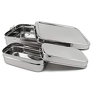 Lifestyle Block Stainless Steel Lunchbox - 7 Inch Rectangle with Nesting Mini Container - BPA Free