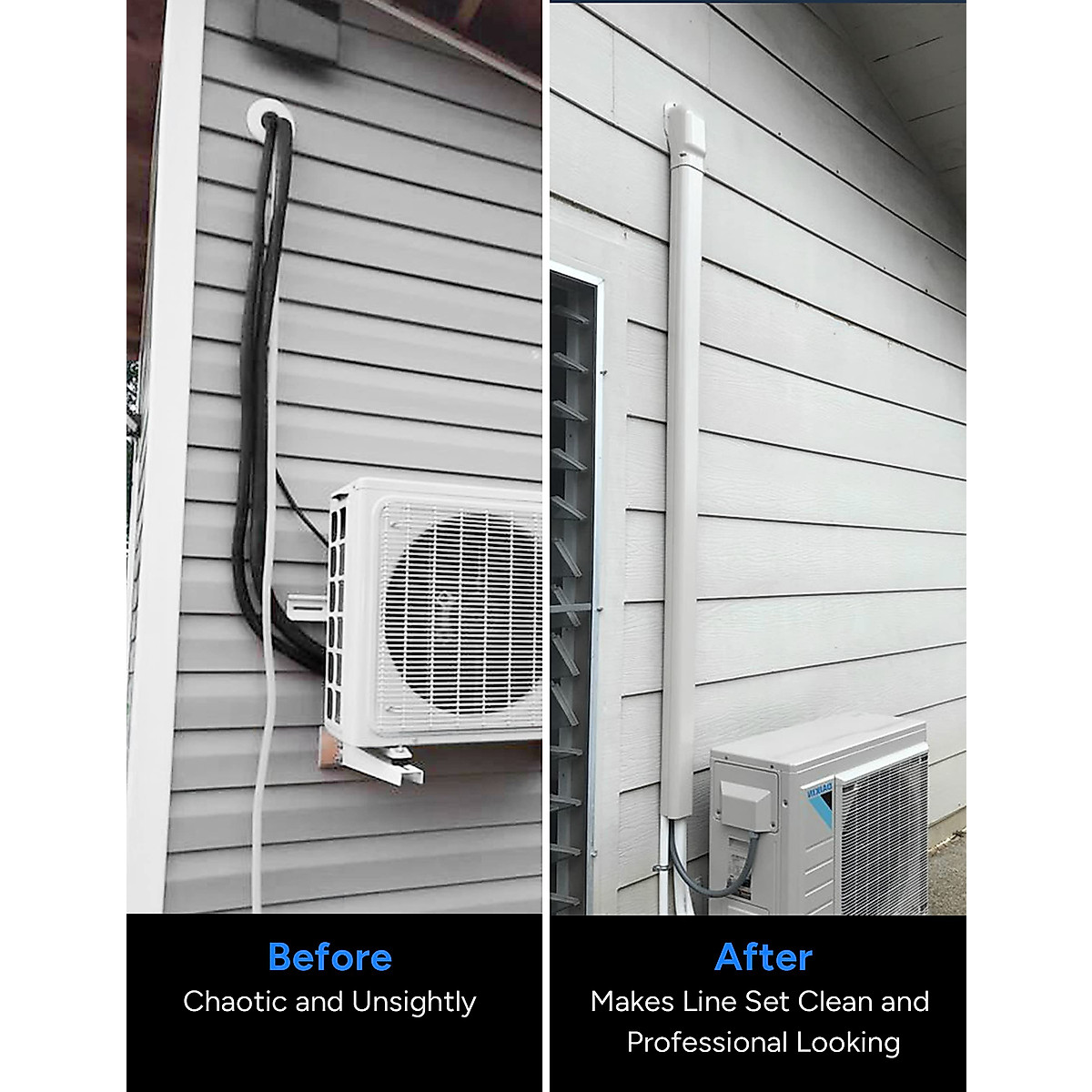 Toutgood 4'' 7.5Ft Mini Split Line Set Cover kit for Ductless Mini Split Air Conditioner and Heat Pumps PVC Decorative, Central AC, Upgraded UV-Proof Strong&Durability