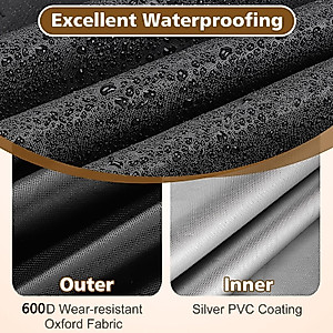 AZKDCL Patio Table Covers for Outdoor Furniture 260x100x100cm/LxWxH Waterproof Weatherproof Rectangular Cover 600D Heavy Duty Furniture Covers Tear Resistant Outdoor Table Cover