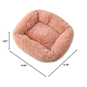 Bed Xs Size Warm Winter Square Super Soft Sleeping Dog Bed Long Plush Washable Cat Mat Basket Puppy House 1Pcs Shrimp Pink