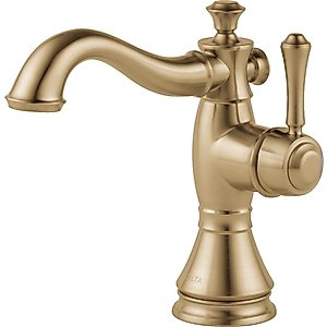 Delta Faucet Cassidy Pull Down Bathroom Faucet, Bathroom Pull Out Faucet, Gold Single Hole Bathroom Faucet with Pull Down, Bathroom Sink Faucet with Magnetic Docking, Champagne Bronze 597-CZPD-DST