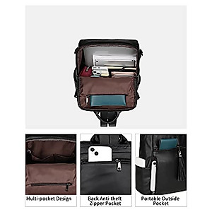 FADEON Leather Backpack Purse for Women Designer Travel Backpack Purses PU Fashion Ladies Shoulder Bag with Tassel Black