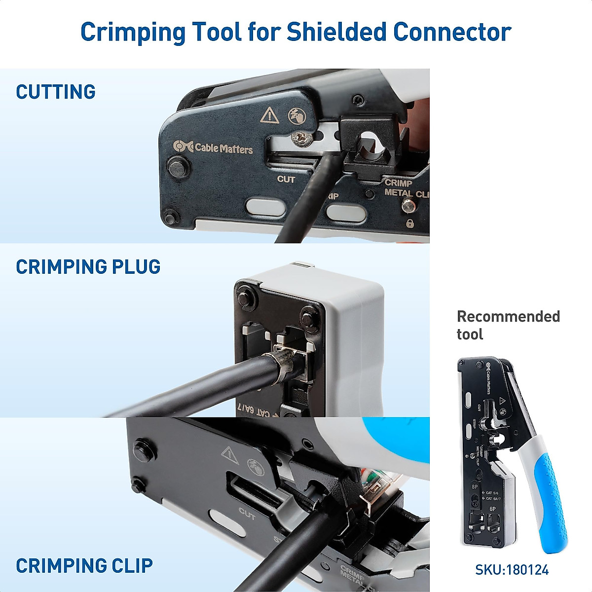 Cable Matters 50-Pack Cat6A RJ45 Shielded Modular Plugs with Strain Relief Boots/Cat 6A Shielded RJ45 Connectors