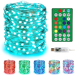 Color Changing Fairy String Lights, 33ft 100 LED Twinkle Lights with Remote & Timer, Multicolor Outdoor Christmas Lights for House Tree Holiday Party Wedding Bedroom Xmas Indoor Decor