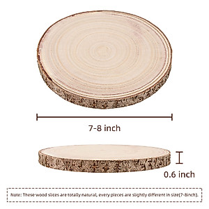 Maputune 8 Pcs 7-8 inches Large Unfinished Wood Slices for Centerpieces, Natural Rustic Wooden Plate for DIY Craft, Round Wood Chips for Table Signage Painting Wedding Party Christmas Decor