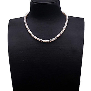 JYX Pearl 7-8mm Near-round Natural White Cultured Freshwater Pearl Necklace Strand 18"