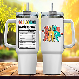 Mama Bear Nutrition Facts, Yellow Cups Insulated Steel Green Orange Mom Momma Lime Sage Red Modern Simple Handle, Tumbler 40 Oz With Handle Lid And Straw, Mama Bear Gifts